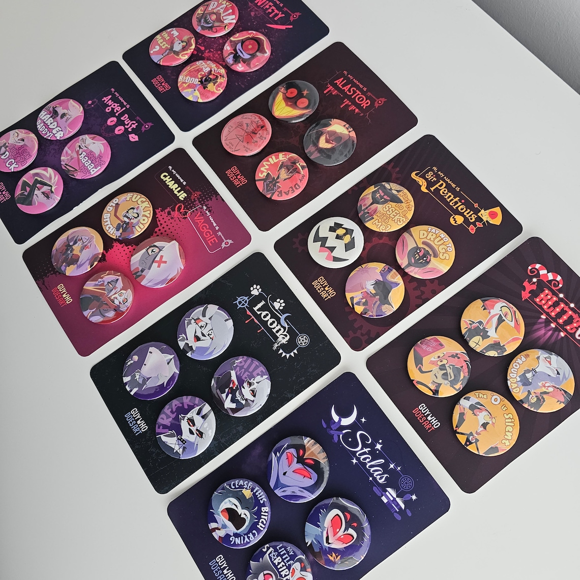 Niffty 4x Badge Set - Hazbin Hotel Character Collection | 44mm Fan Art ...