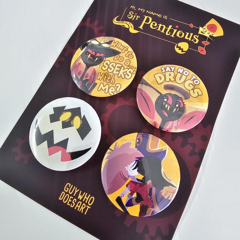 Sir Pentious 44mm Pin Badge Set | Hazbin Hotel Villain Button ...