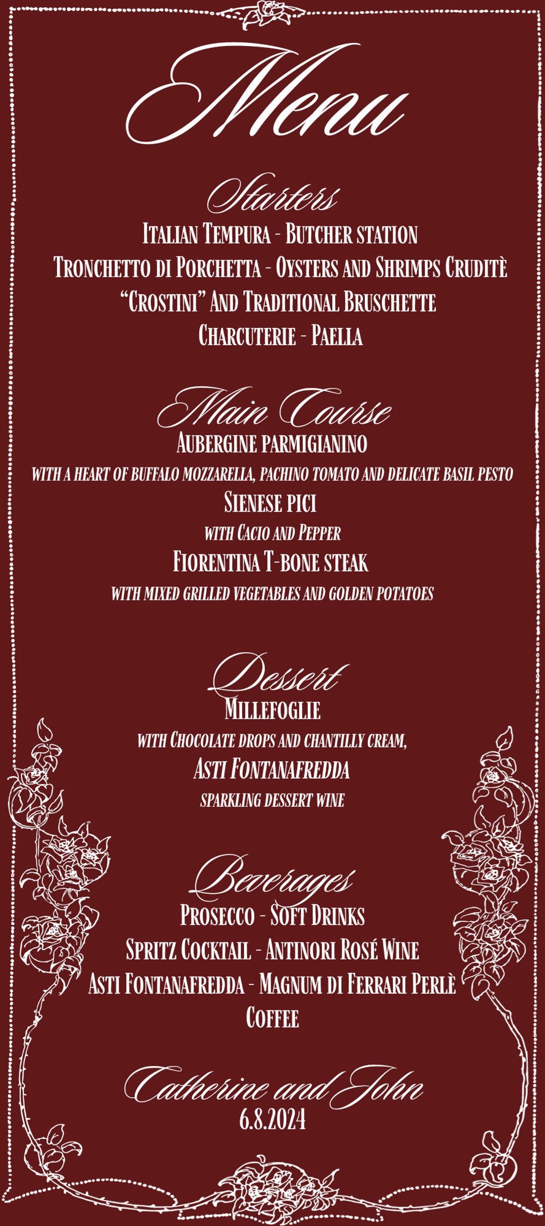 Personalized Wedding Dinner Menu Template - Etsy
