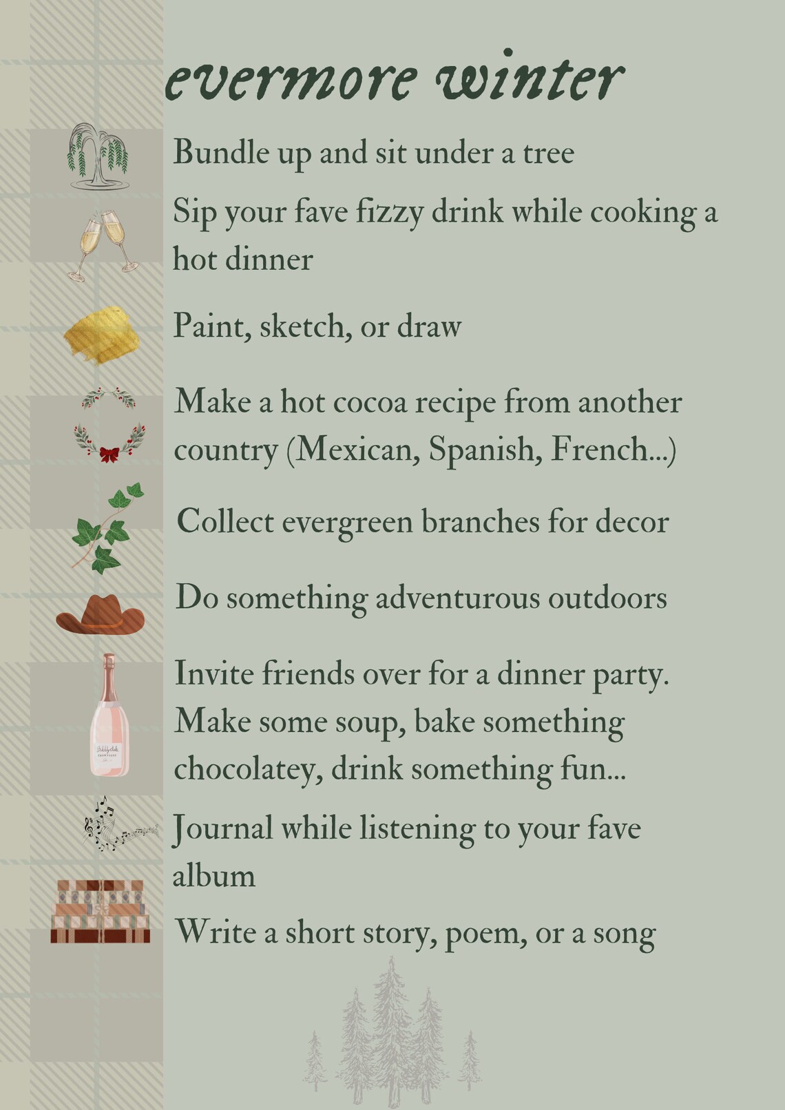 Evermore Winter Activity List, Cozy Dark Academia Activity List ...