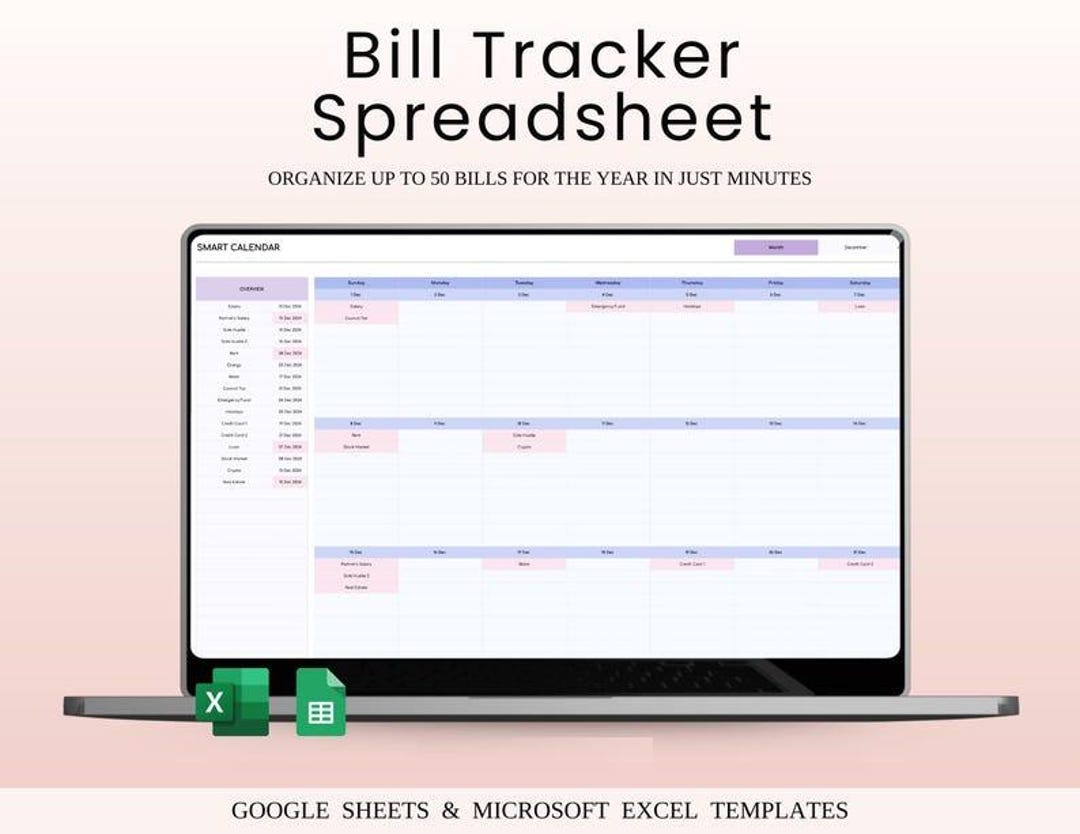 Bill Tracker Spreadsheet Google Sheets ,bill Calendar Monthly Smart ...