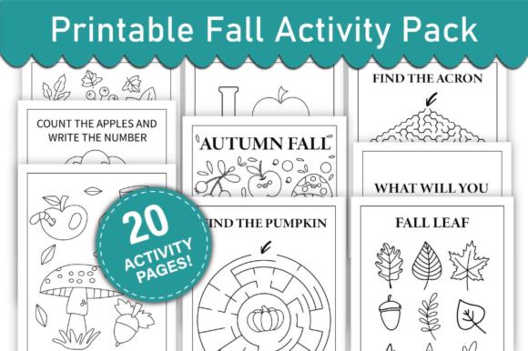 Printable Fall Activity Pack for Kids | Autumn Worksheets, Coloring ...