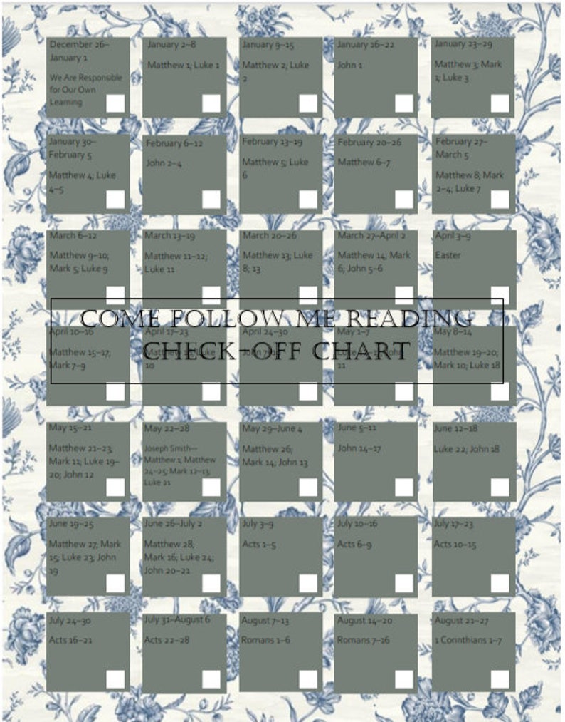 2023 New Testament Come Follow Me Check-off Chart, Scripture Reading ...