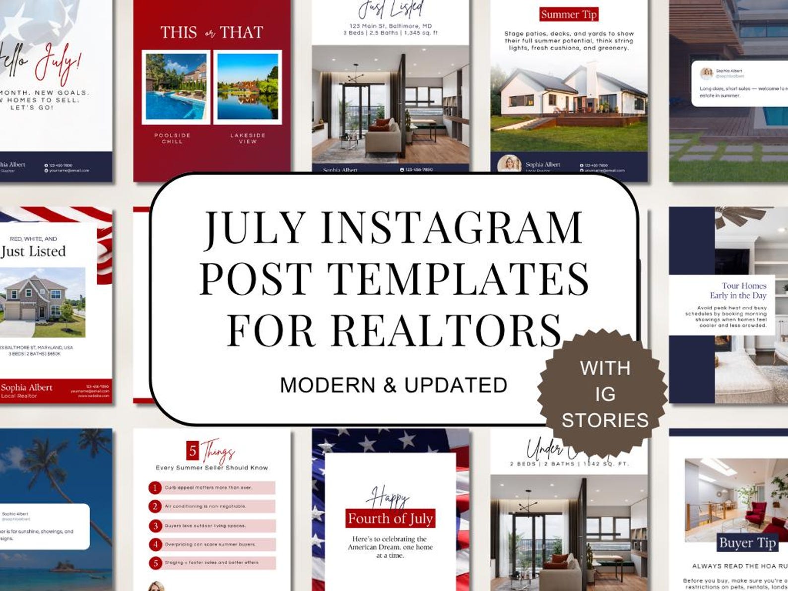 July Real Estate Marketing Templates for Realtors | July Instagram ...