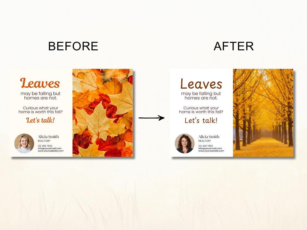 Fall Real Estate Marketing Farming Postcard | Editable Canva Real ...
