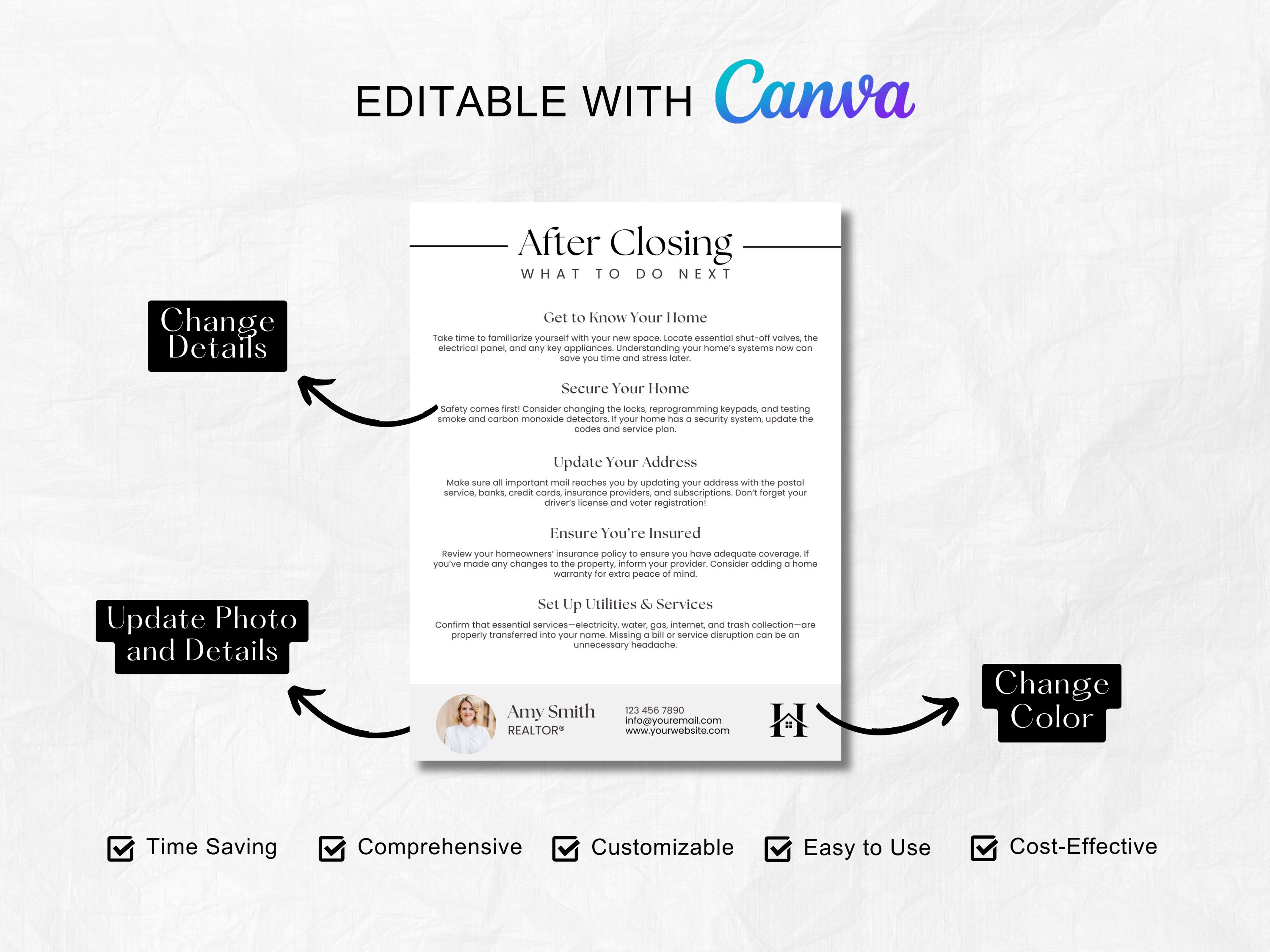 Closing Flyer for Realtors | Real Estate Marketing Template | Closing ...