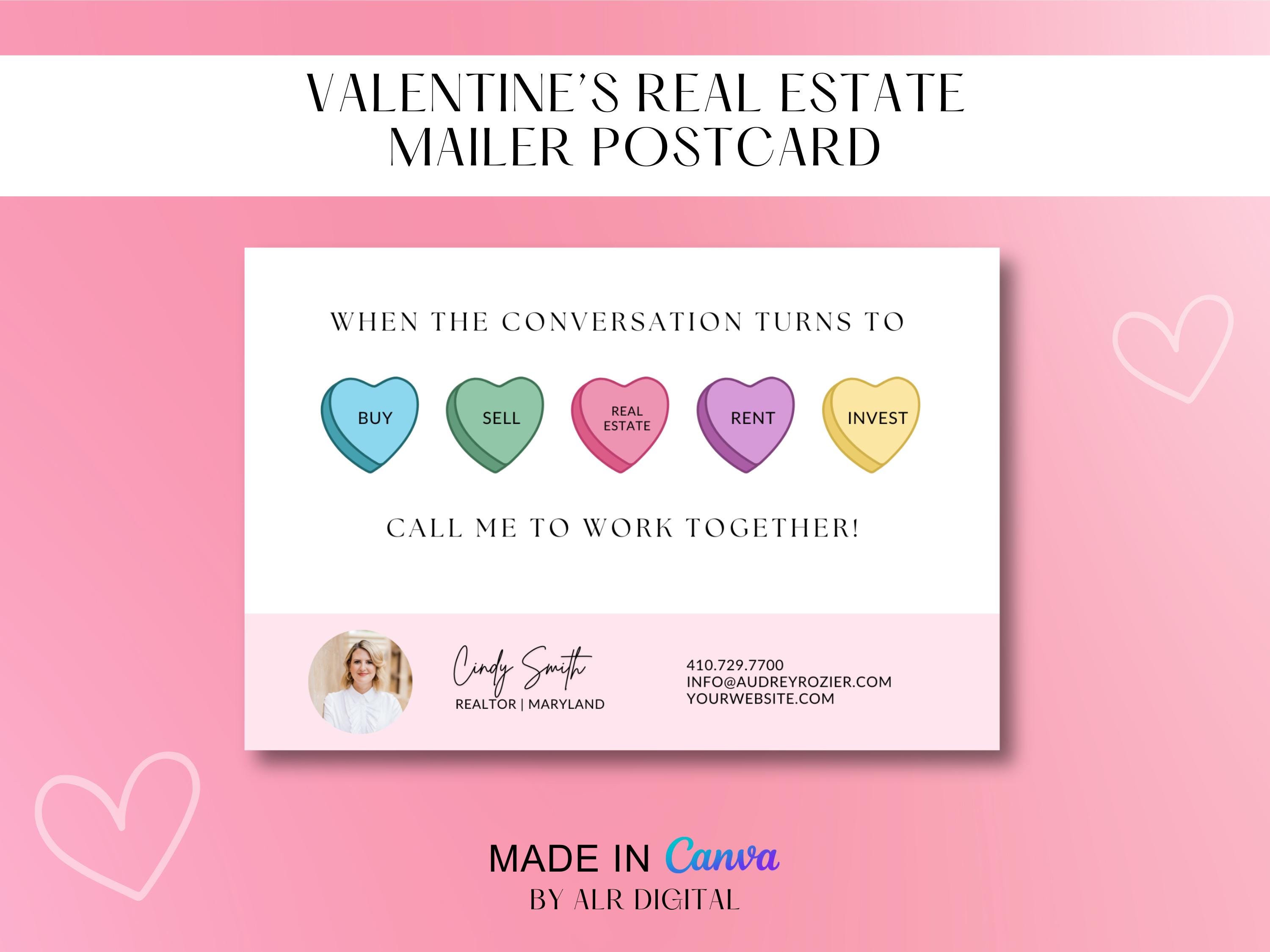 Real Estate Valentines Day Postcard | Realtor Real Estate Valentines ...