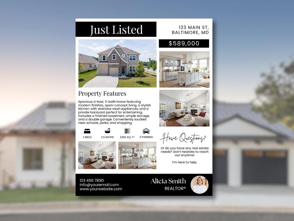 Just Listed Flyer Template for Realtors | Real Estate Marketing New ...