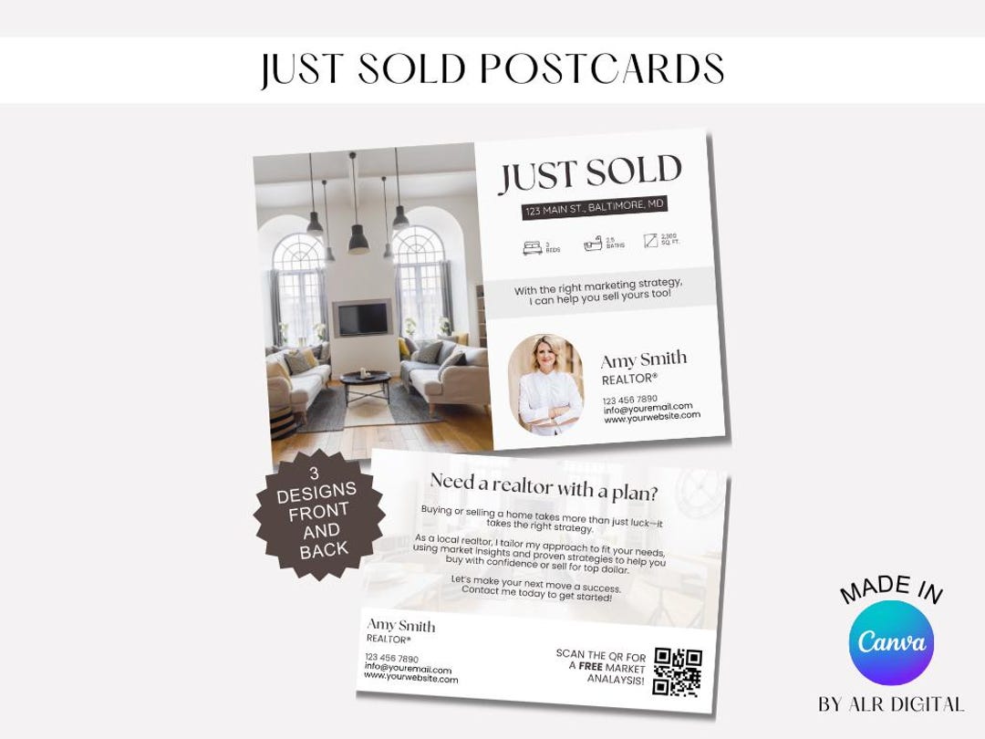Just Sold Postcard | Realtor Postcards | Real Estate Postcard Template ...