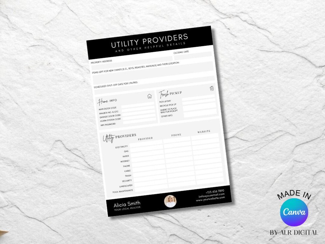 Utility List for Realtors | Editable File for Real Estate Marketing - Etsy