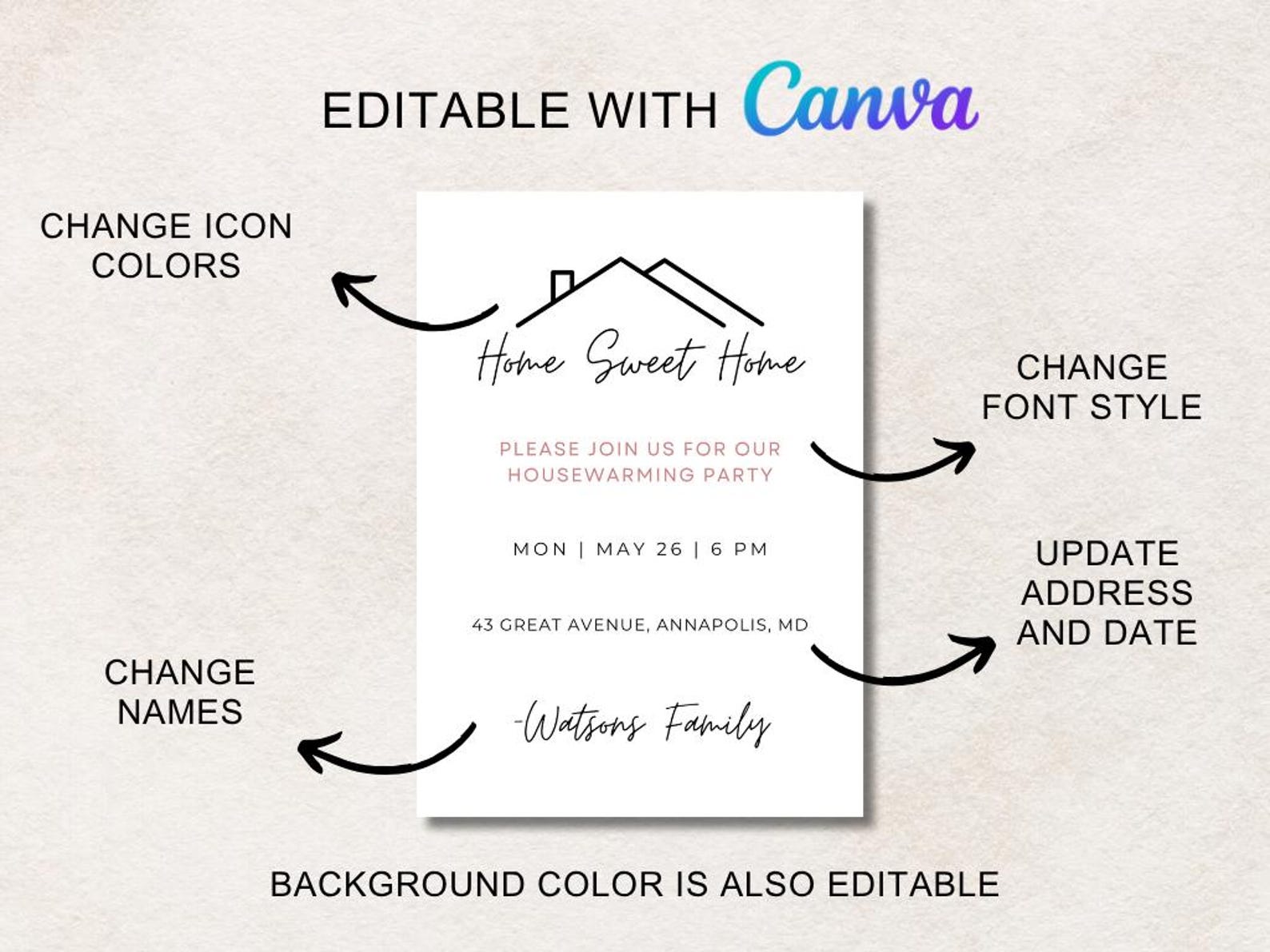 Editable Housewarming Party Invitation Template | Modern New Home ...
