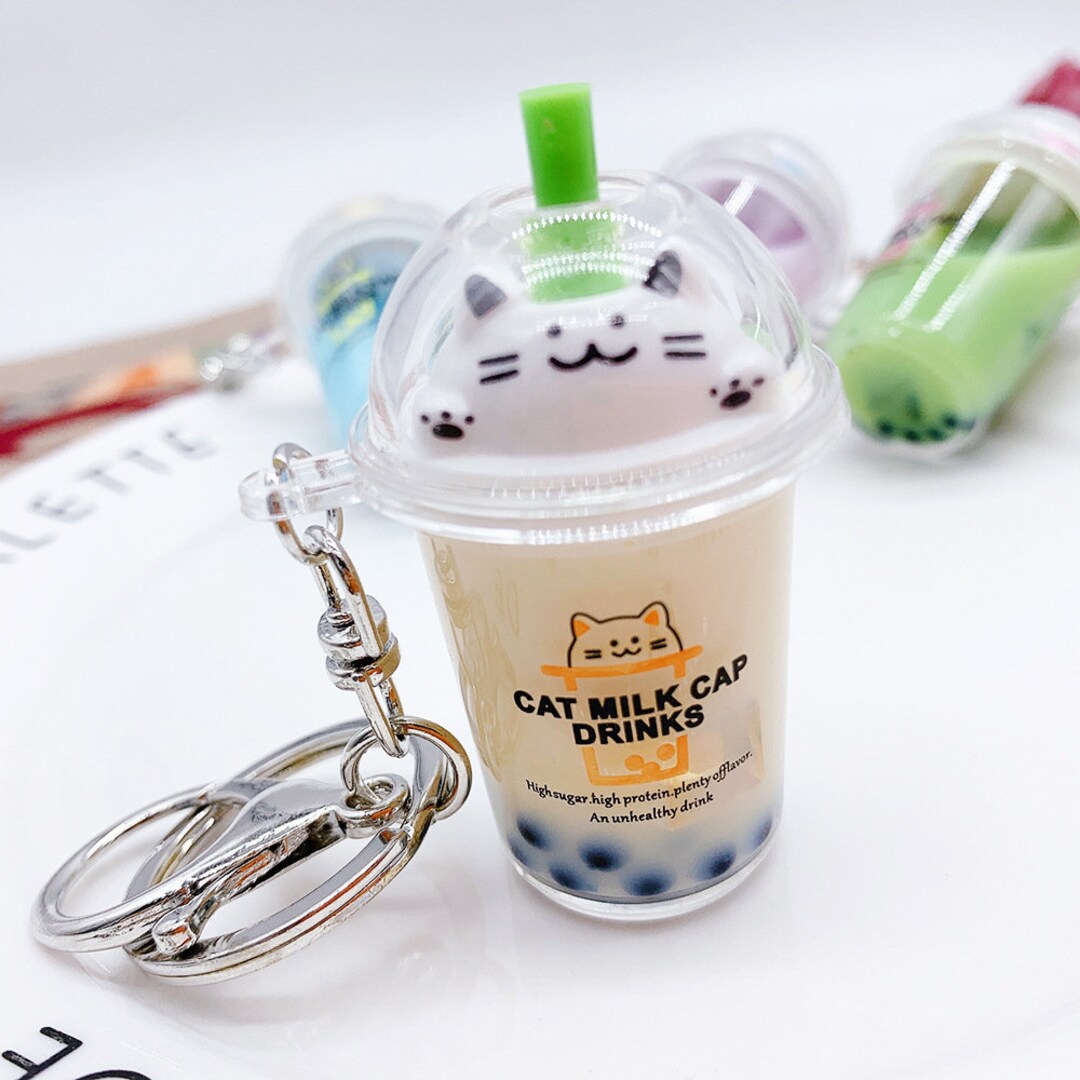 Cat Boba Keychain, Backpack Charm, Cute Birthday Gift - Etsy