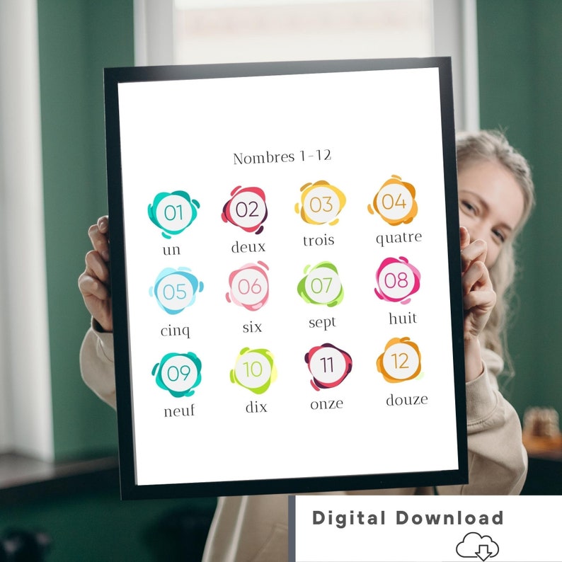 Nombres Français , Educational Number Print, Digital Poster, Home ...