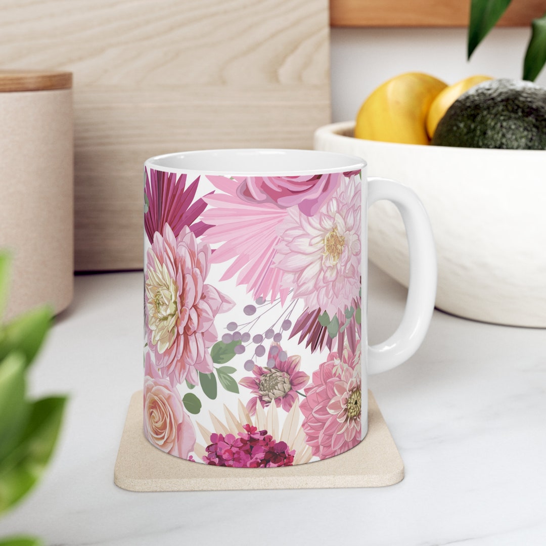 Boho Wildflower Mug: Vintage Floral Tea Cup, Cottagecore Decor - Etsy