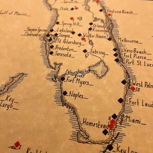 Florida Hand Drawn Map, Florida State Map, FL Map, Old Florida Map ...