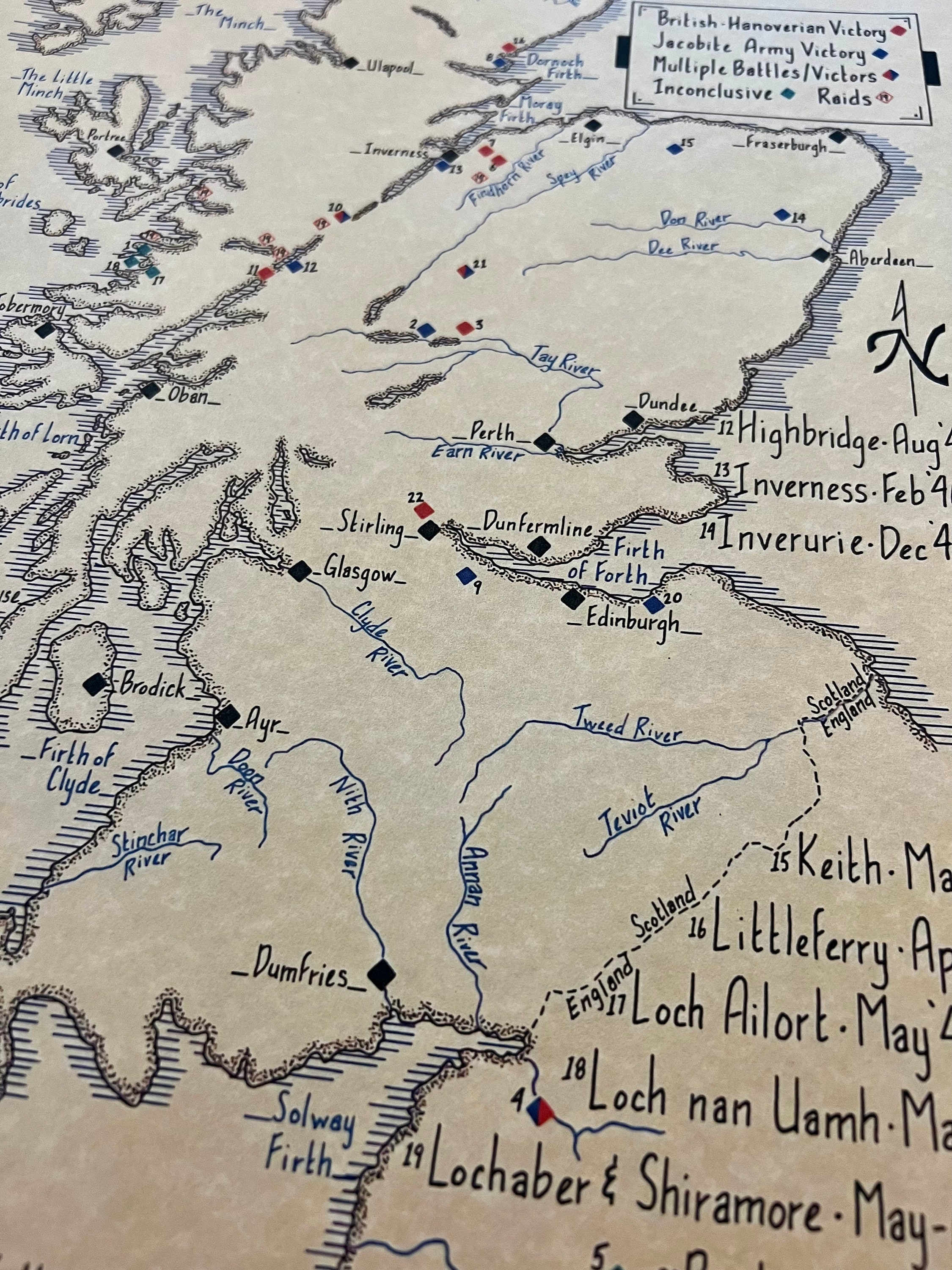 Jacobite Rising 1745 Map Print: Scotland War History Gift - Etsy