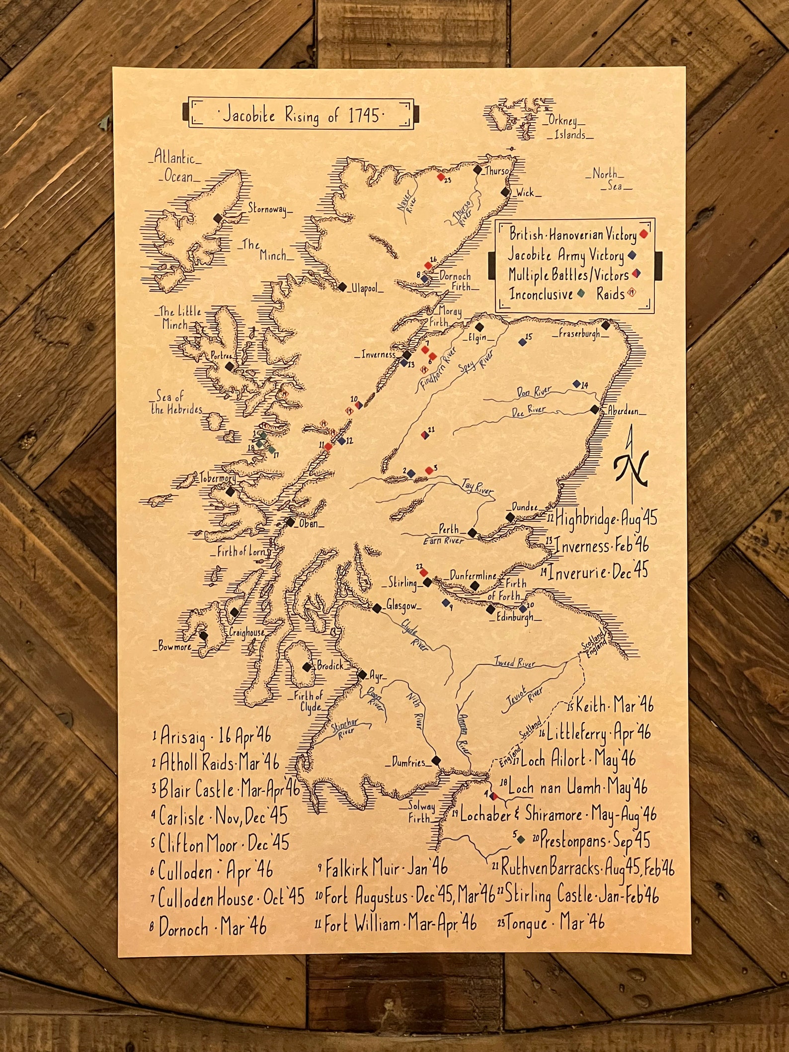 Jacobite Rising 1745 Map Print: Scotland War History Gift - Etsy