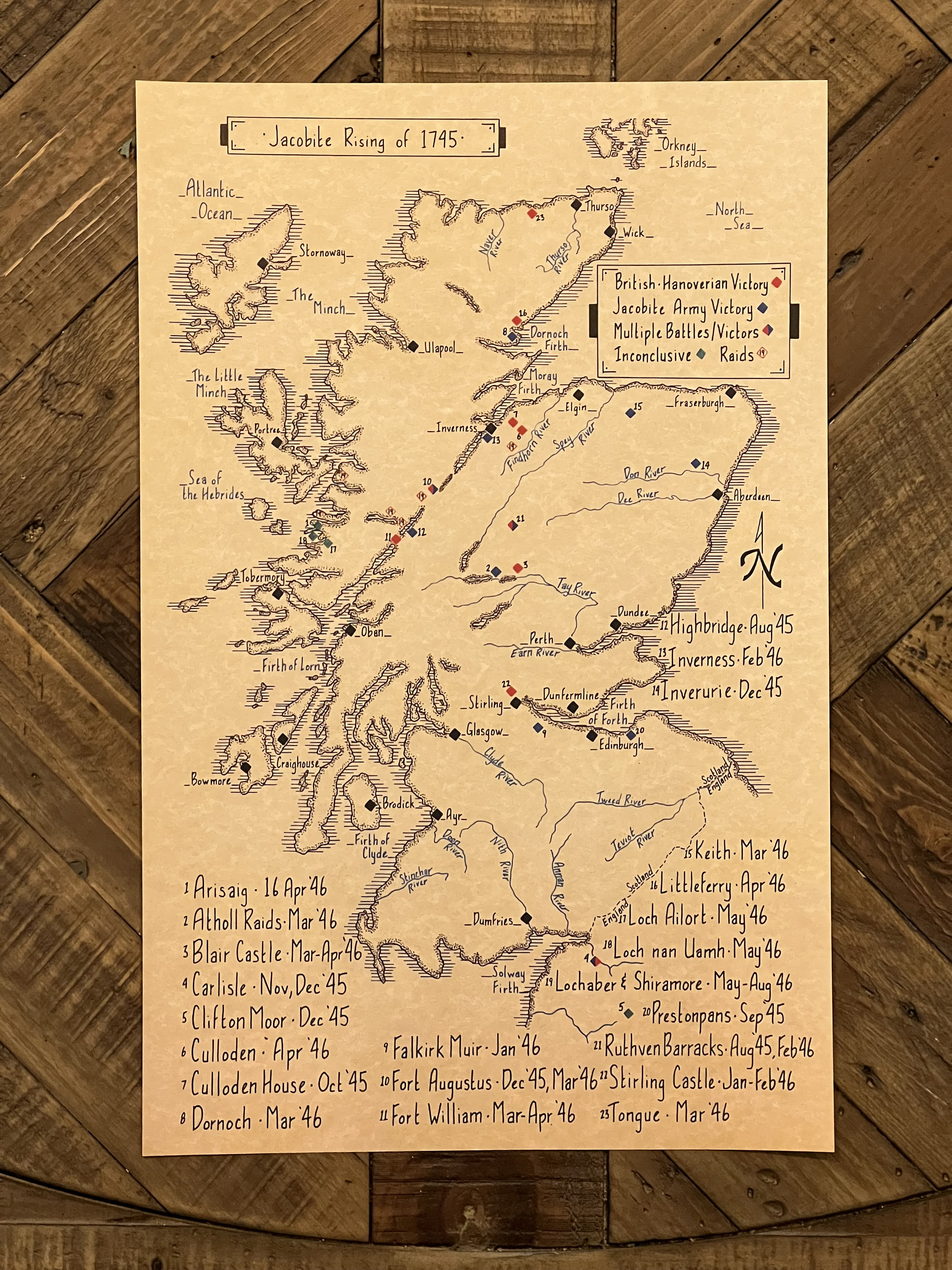 Jacobite Rising 1745 Map Print: Scotland War History Gift - Etsy
