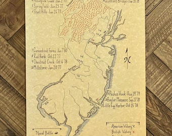 American Revolution Battles Hand Drawn Map - Etsy
