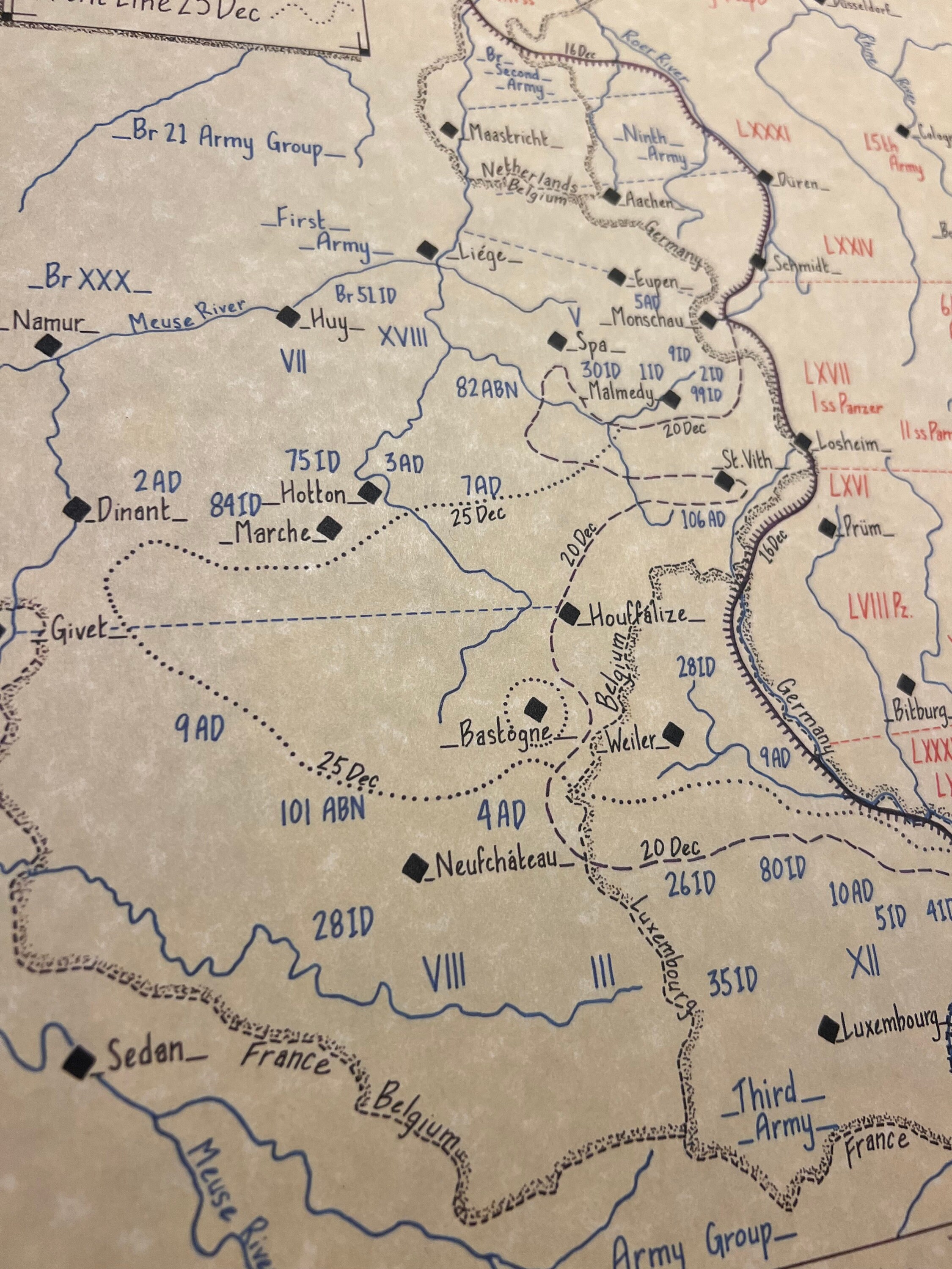 Battle of the Bulge Map: WWII Hand-drawn Style Print - Etsy
