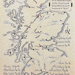 Jacobite Rising 1745 Map Print: Scotland War History Gift - Etsy