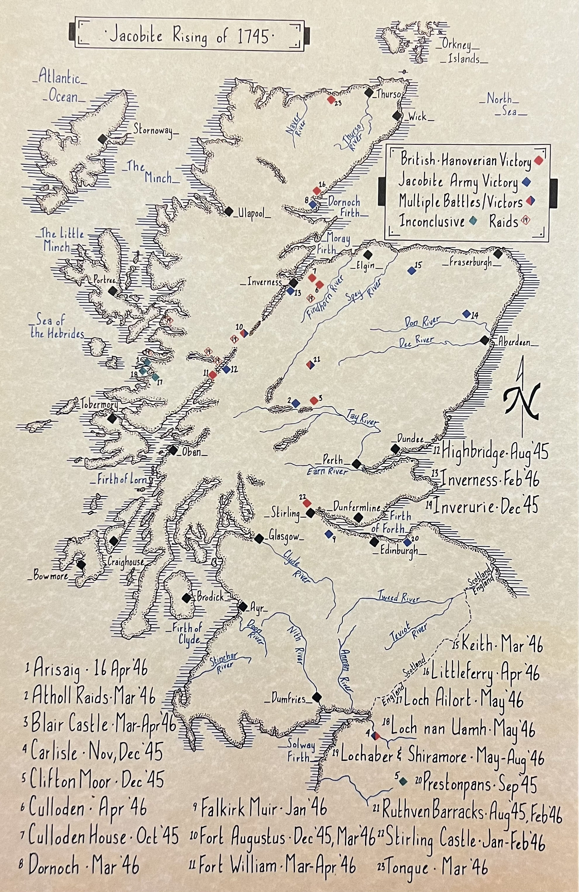 Jacobite Rising 1745 Map Print: Scotland War History Gift - Etsy