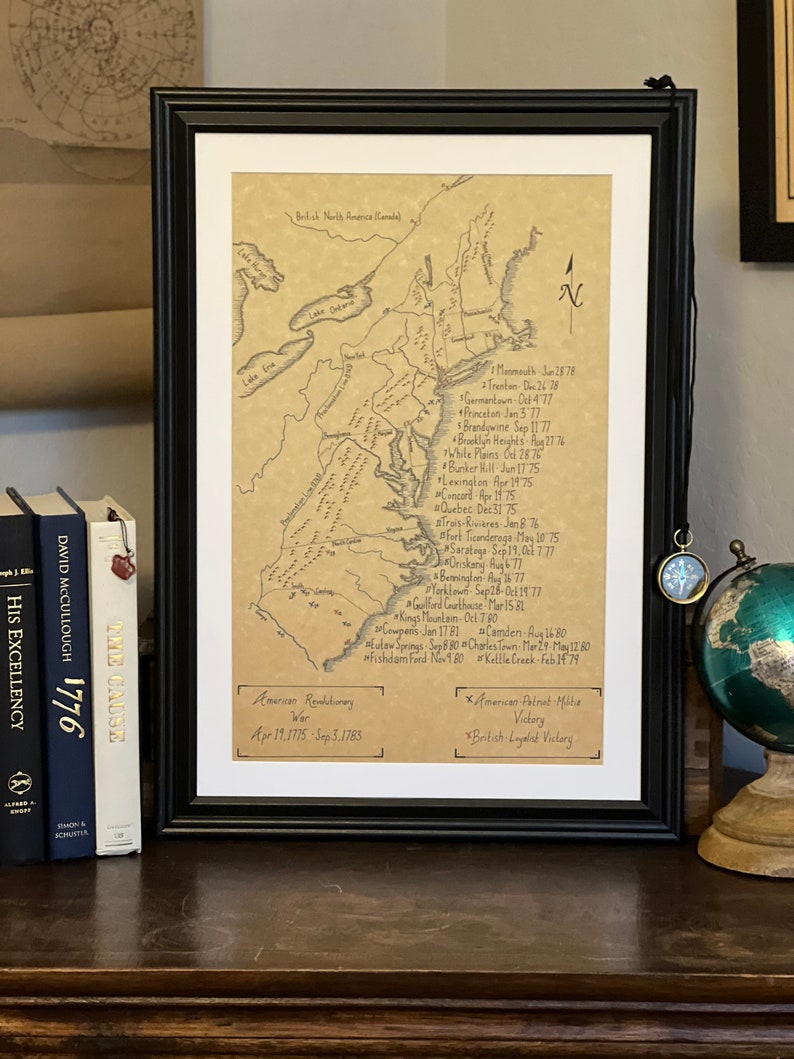 Revolutionary War Map Print: Hand-drawn American History Gift - Etsy