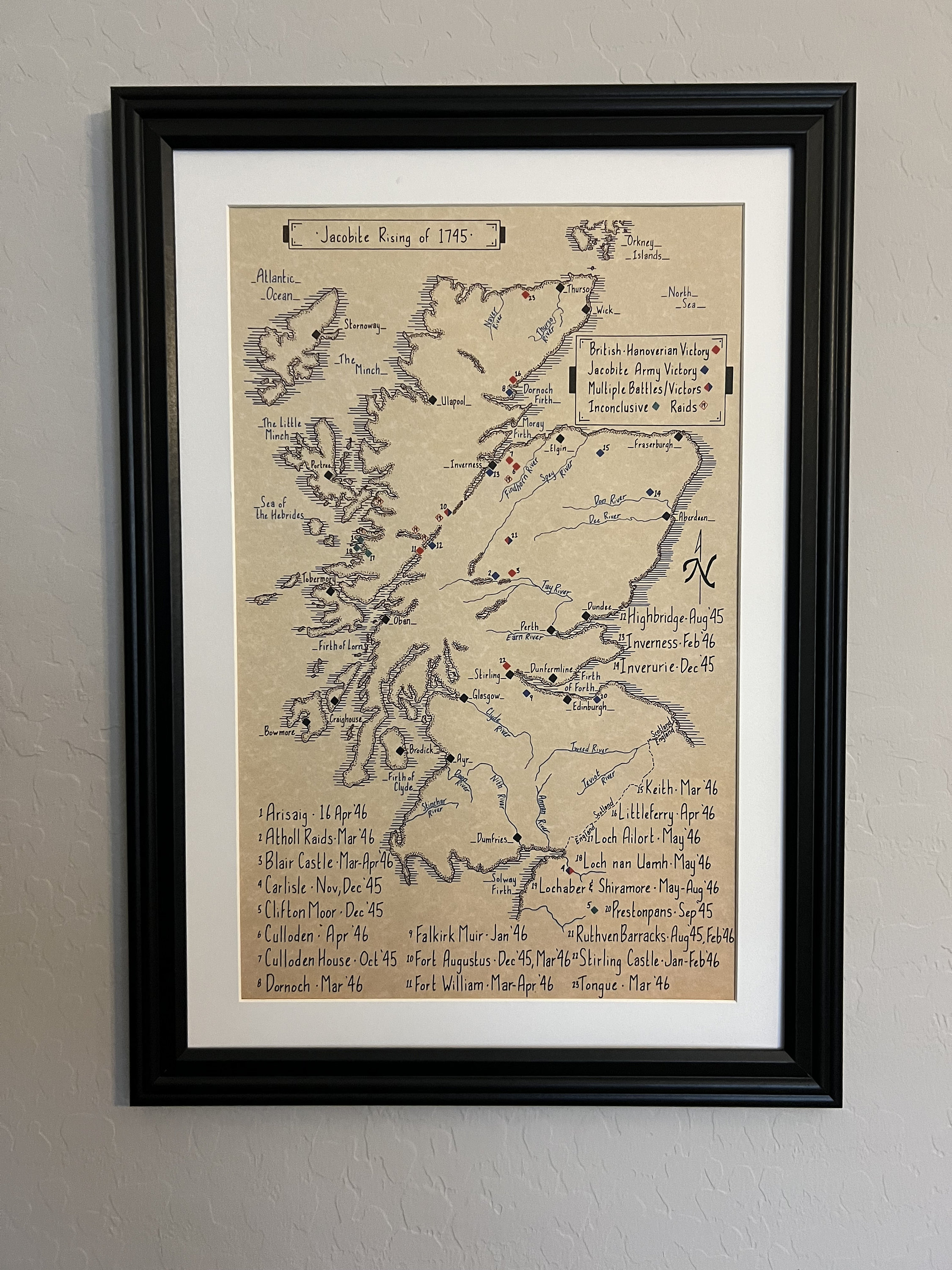Jacobite Rising 1745 Map Print: Scotland War History Gift - Etsy