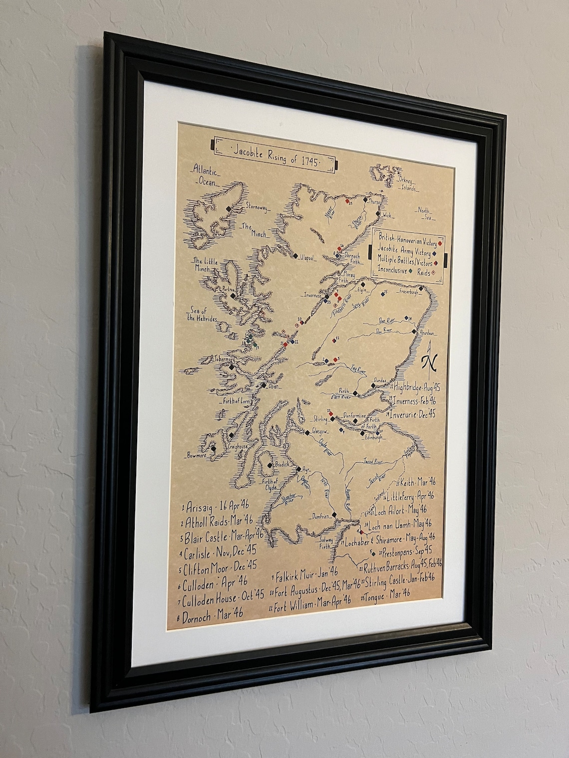 Jacobite Rising 1745 Map Print: Scotland War History Gift - Etsy