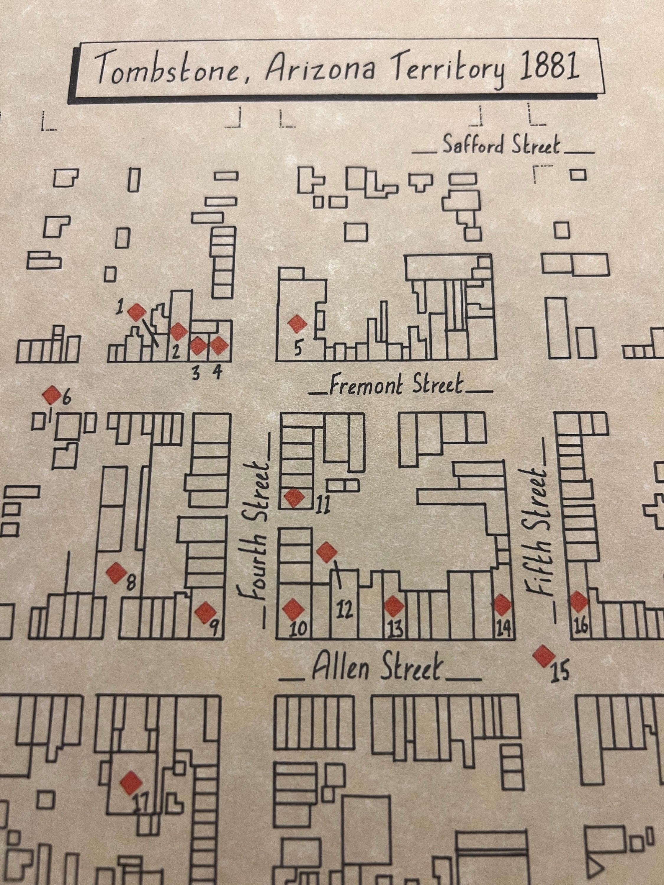 Tombstone OK Corral Map: Gunfight History - Hand-drawn Print - Etsy
