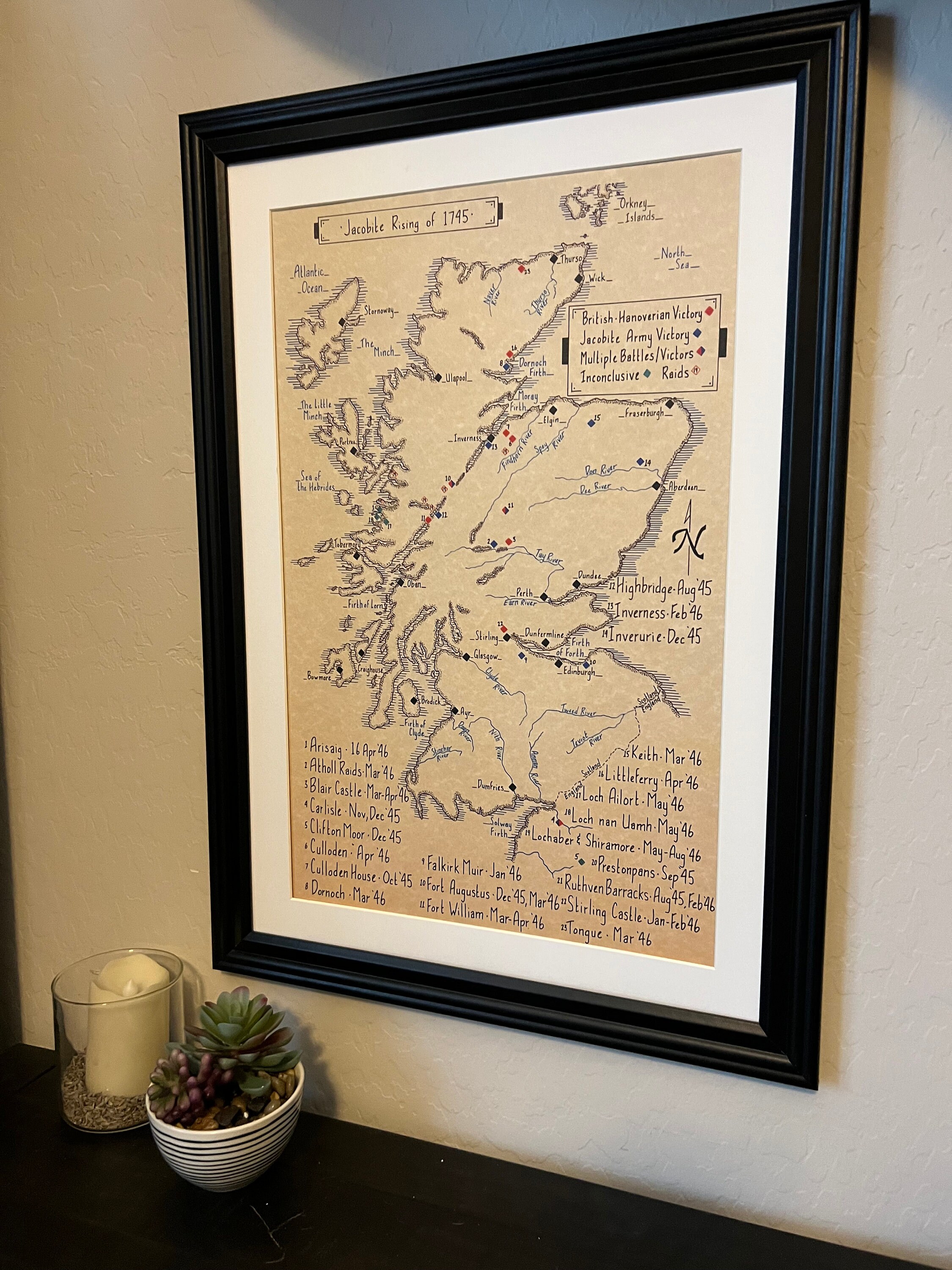 Jacobite Rising 1745 Map Print: Scotland War History Gift - Etsy