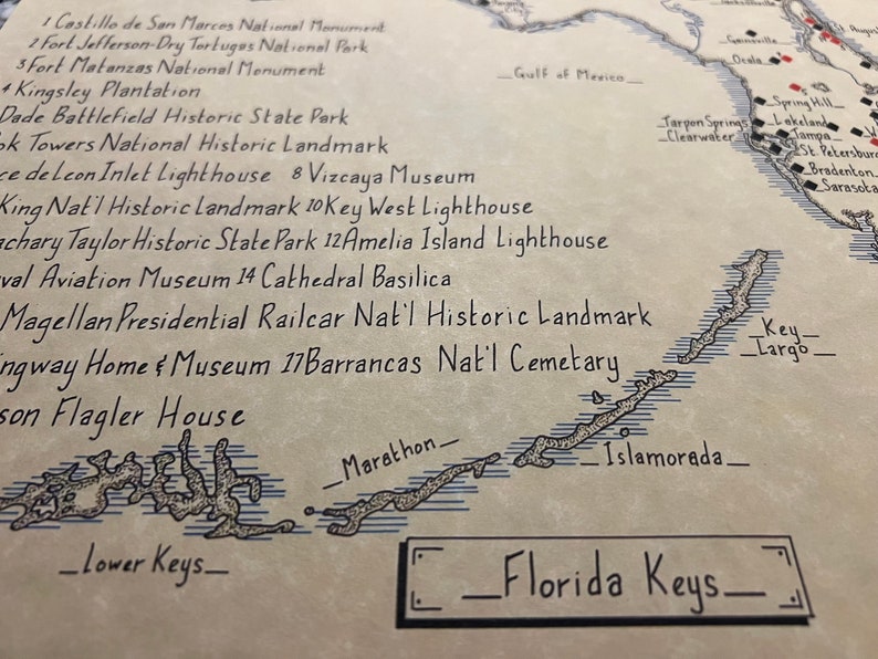 Florida Hand Drawn Map, Florida State Map, FL Map, Old Florida Map ...