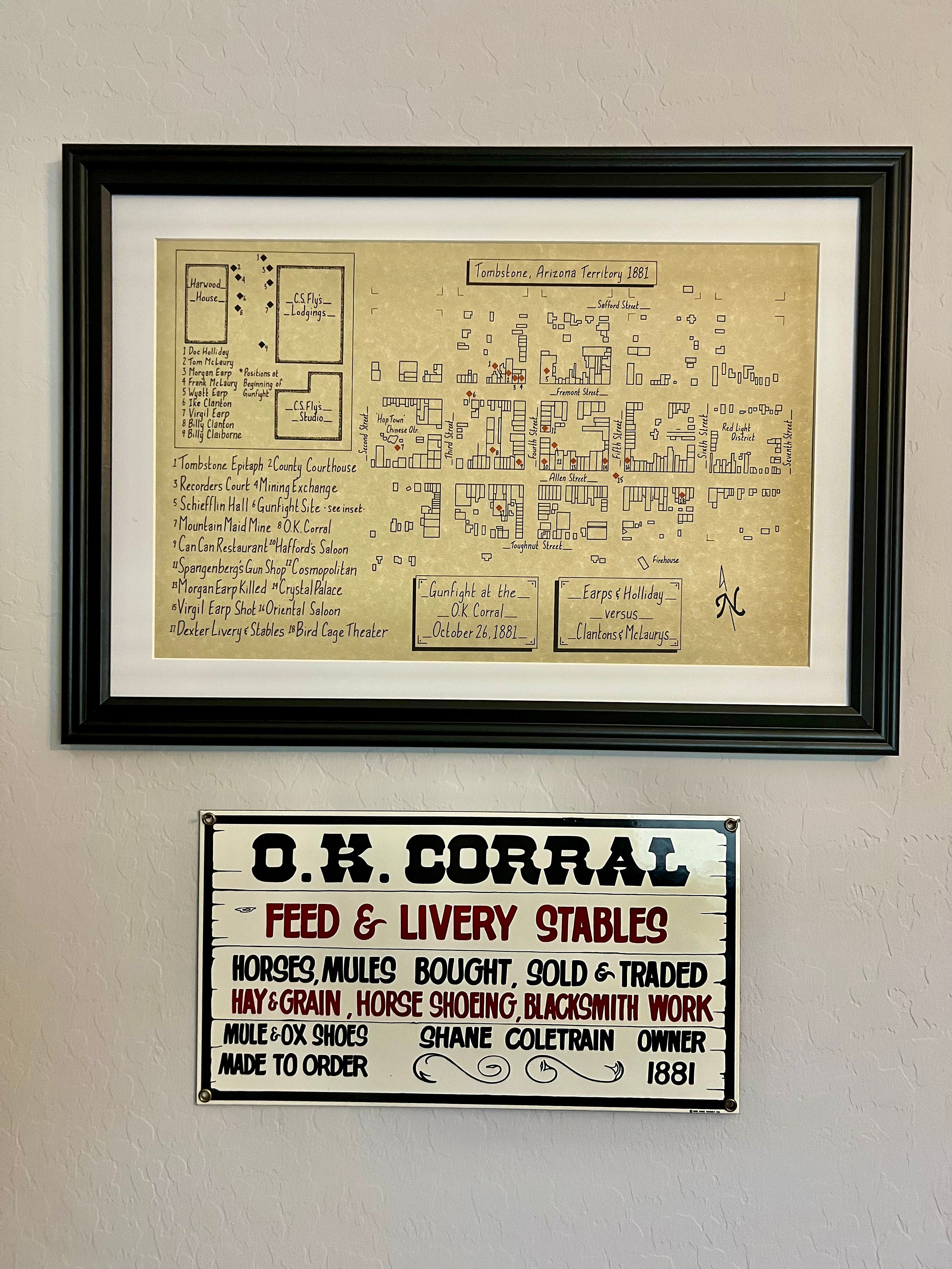 Tombstone OK Corral Map: Gunfight History - Hand-drawn Print - Etsy