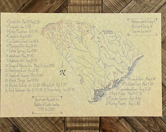 South Carolina American Revolution Map - Etsy