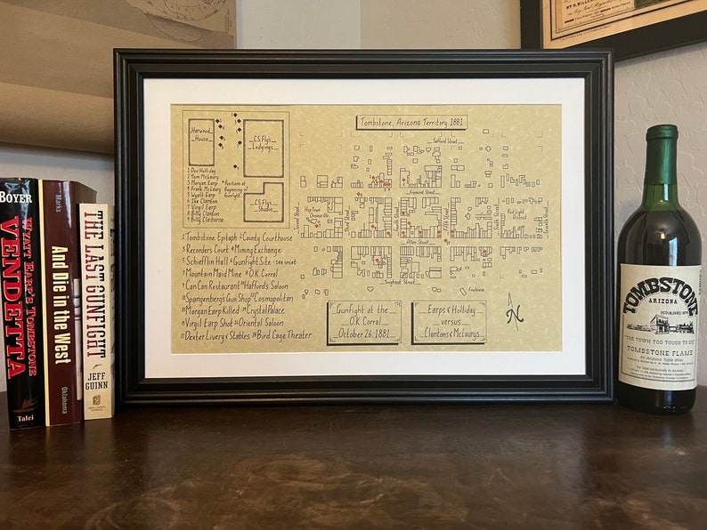 Tombstone OK Corral Map: Gunfight History - Hand-drawn Print - Etsy