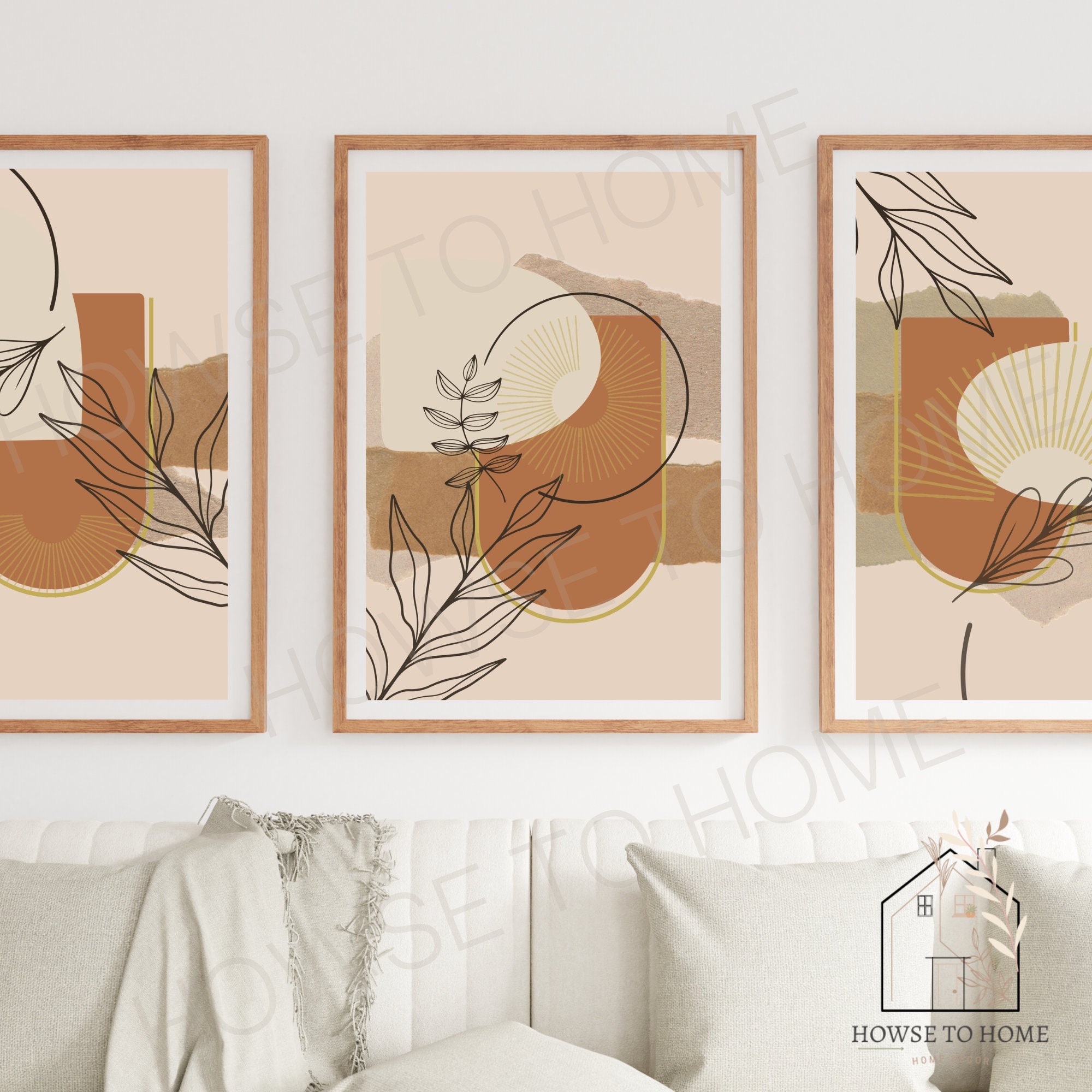 Printable Abstract Wall Art, Boho Wall Art, Set of 3 Prints, Home Decor ...