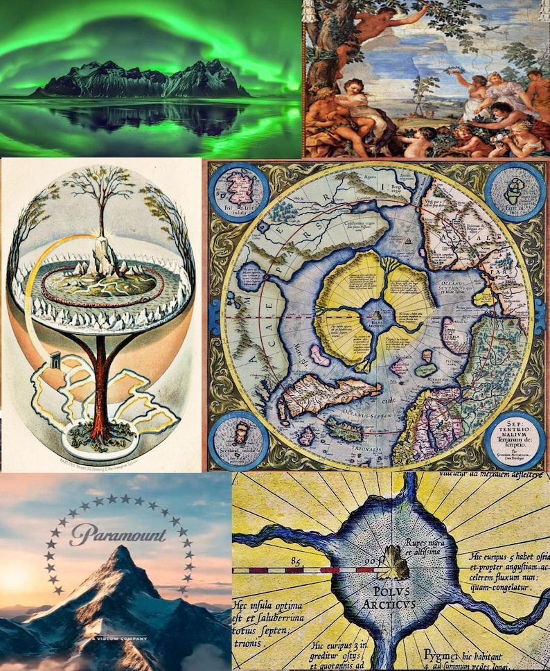 Flat Earth Hyperborea North Pole World Map Canvas Poster XL Printing HD ...