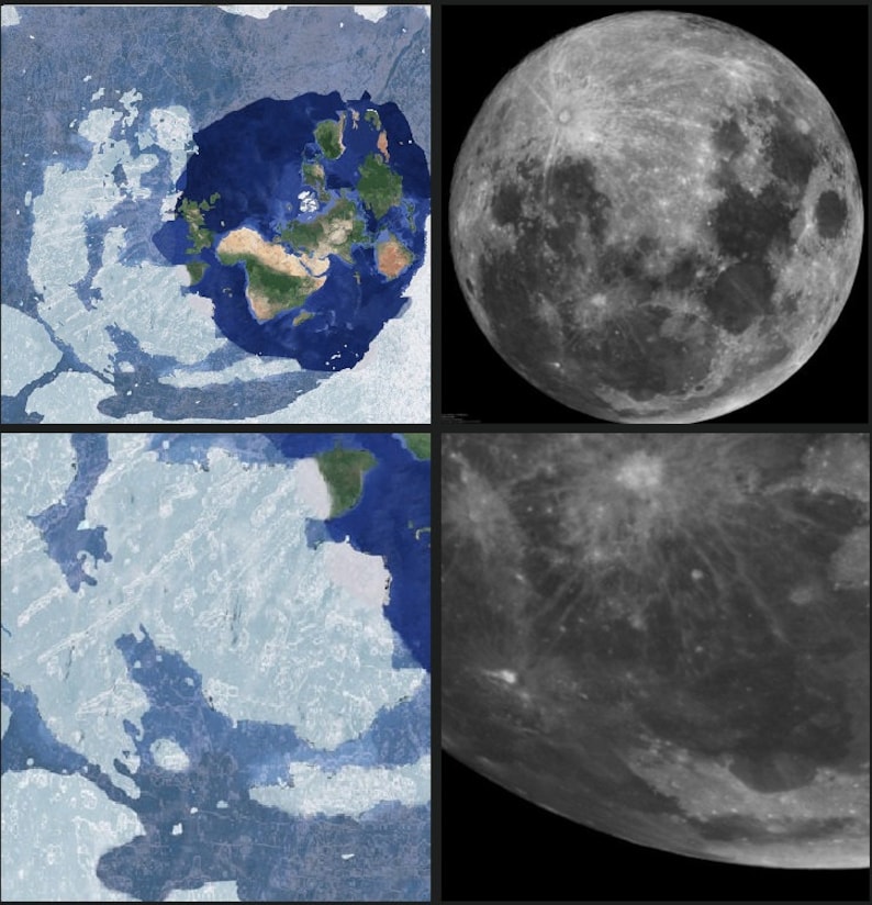 Flat Earth Plasma Moon World Map XL Canvas Poster Printing HD - Etsy