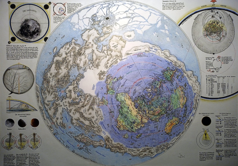The Flat Earth Plasma Moon Map Cotton Canvas Poster More Land - Etsy