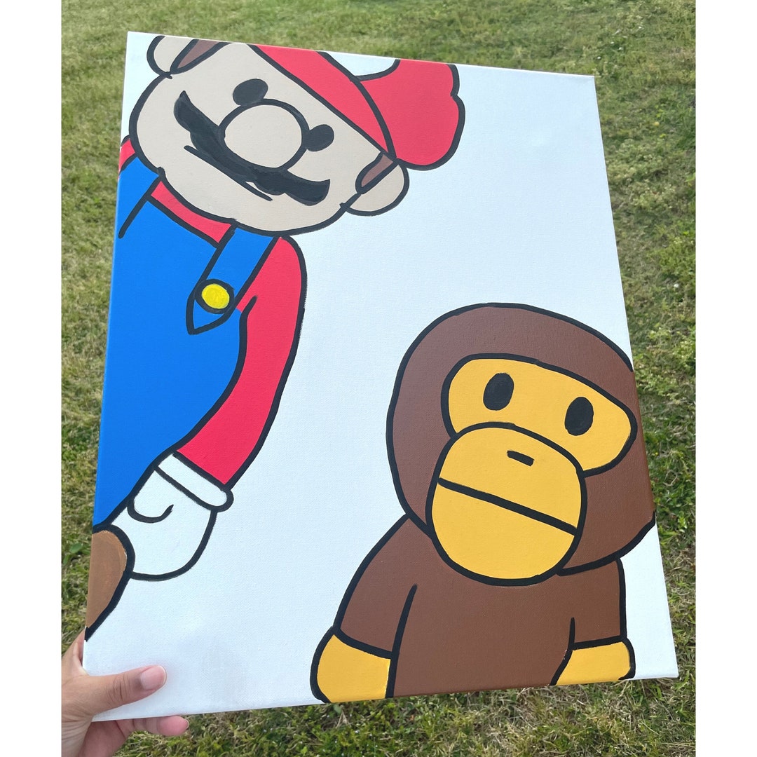 Super Mario Mario Bros Art Bape Mario and Bape Canvas - Etsy Australia