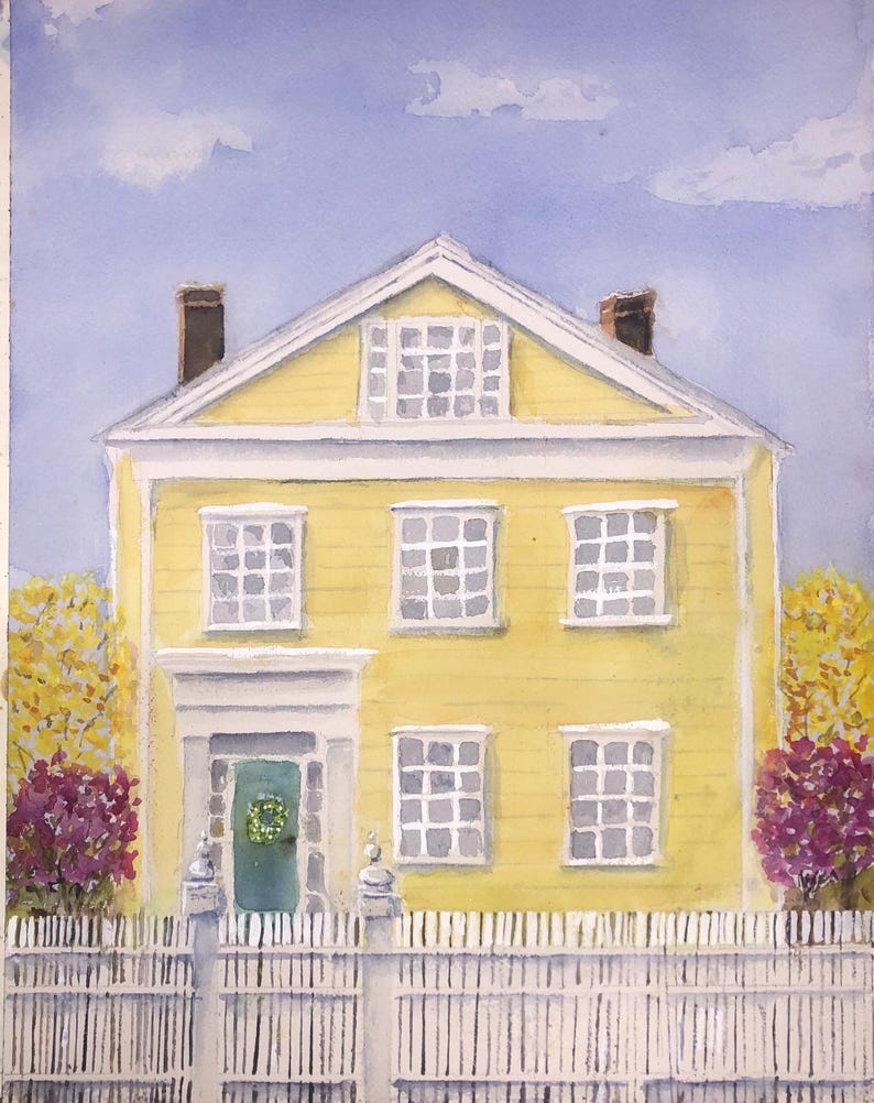 Yellow Cape Cod House Watercolor - Etsy