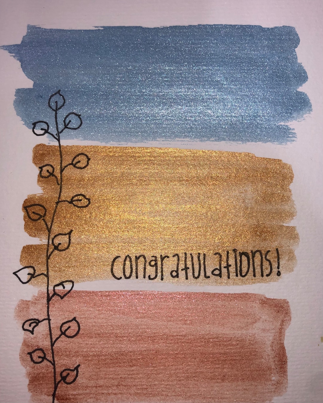 Congratulations Greeting Card in Metallic Watercolor - Etsy