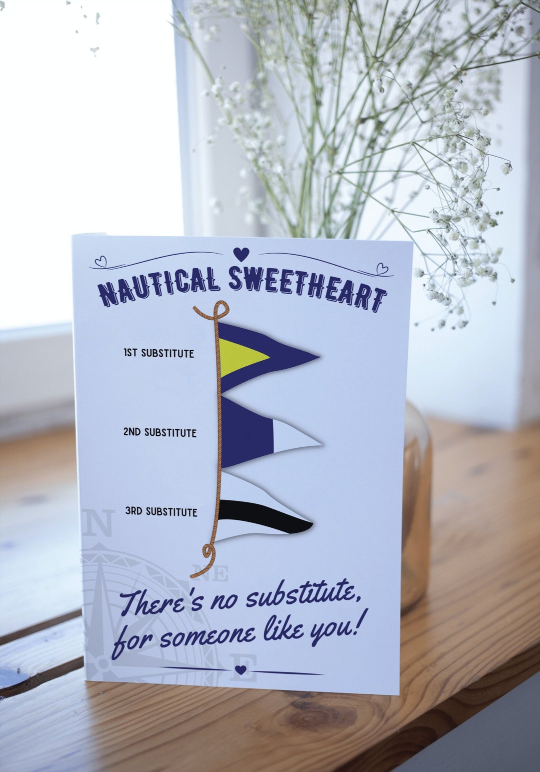 Nautical Flag Valentine's Day Card: Maritime Sweetheart Design - Etsy