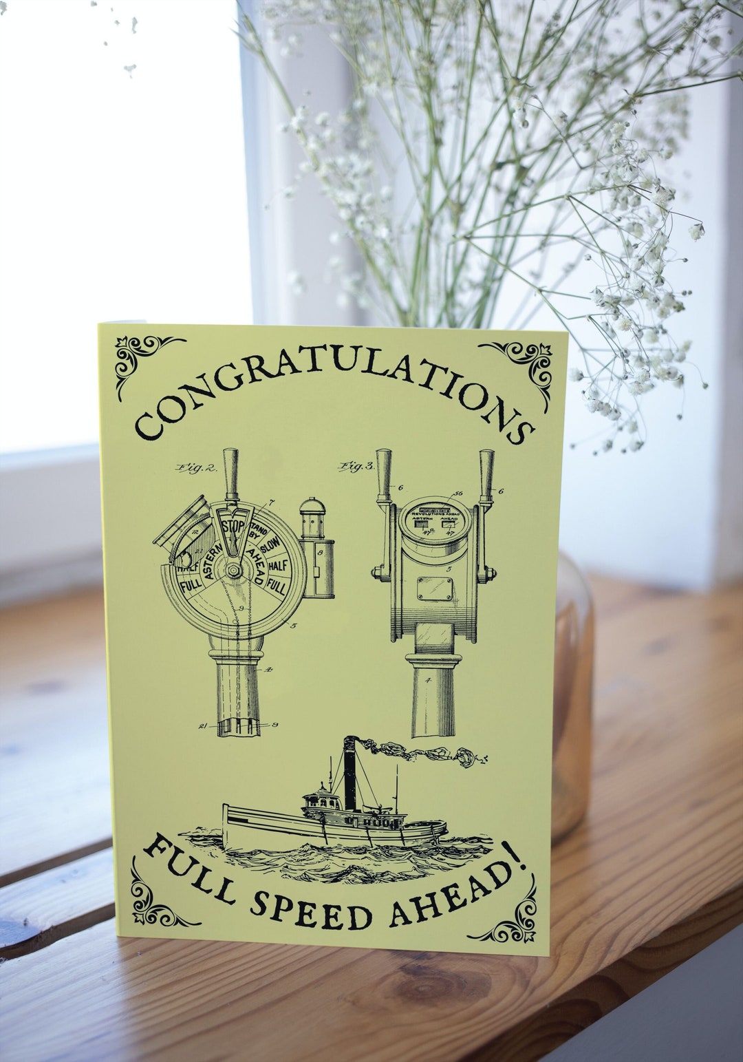 Nautical Congratulations Card, Vintage Ship's Telegraph, Maritime Card ...