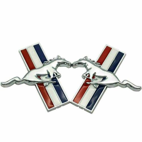 Mustang Fender Tri Bar Logo Emblem Running Horse Chrome Right Left Side ...