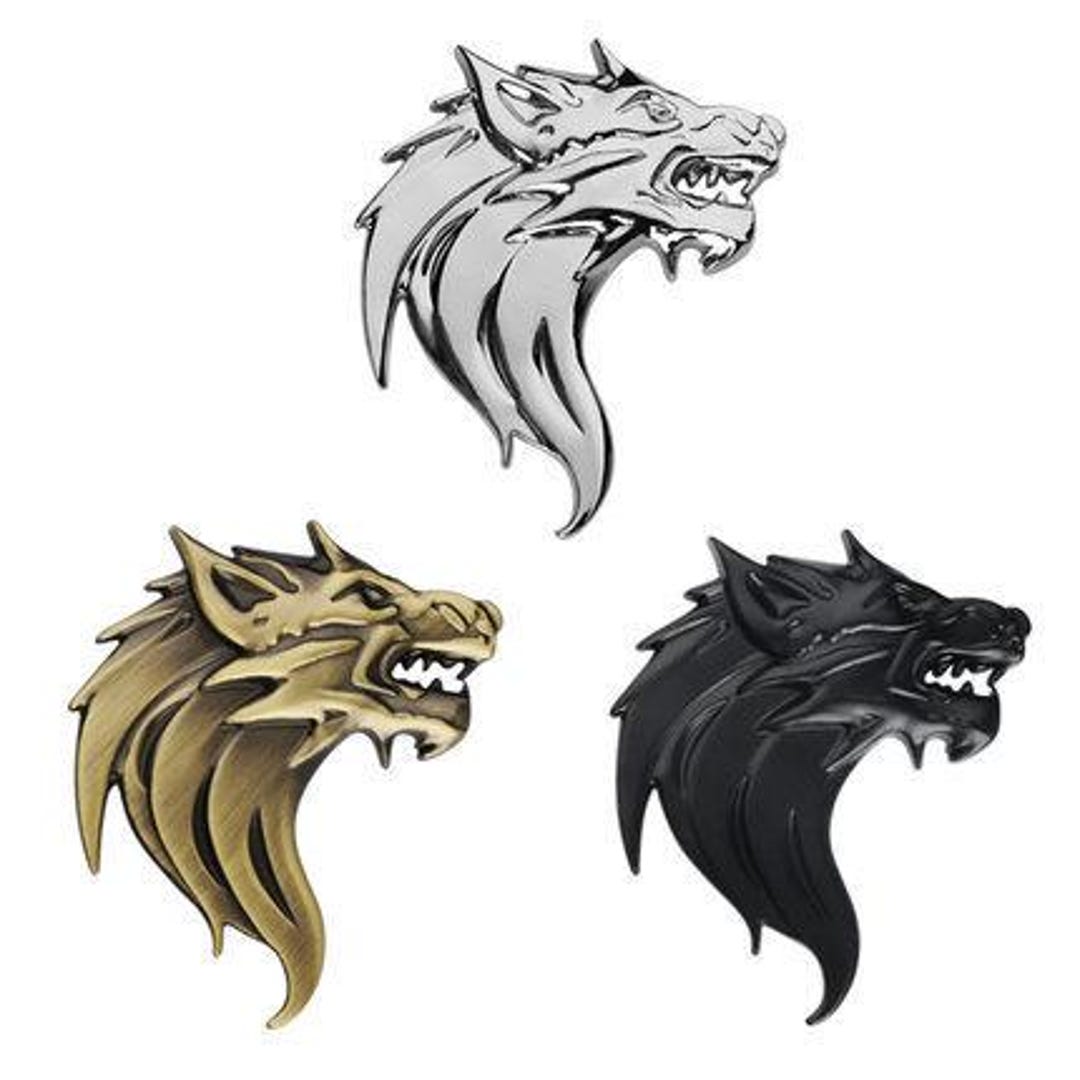 3D Metal Wolf Head Badge Emblem Decals Car Motorcycle Stickers Bronze ...