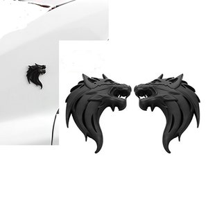 3D Metal Wolf Head Badge Emblem Decals Car Motorcycle Stickers Bronze ...