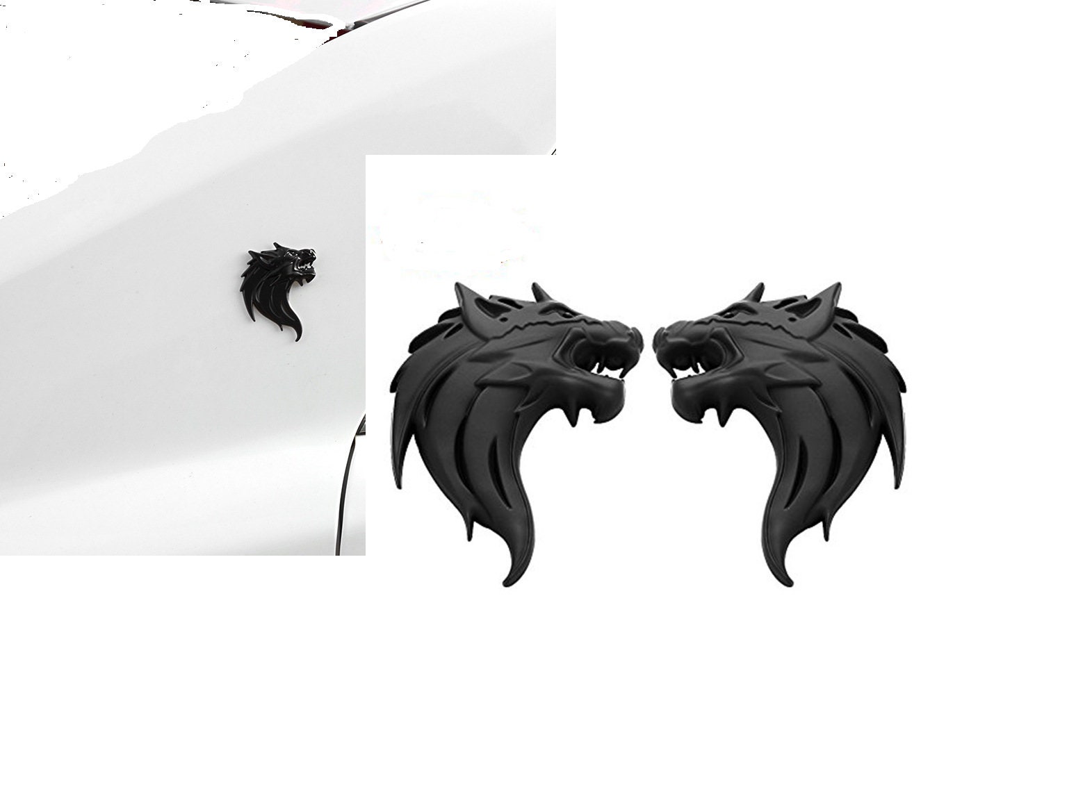 3D Metal Wolf Head Badge Emblem Decals Car Motorcycle Stickers Bronze ...