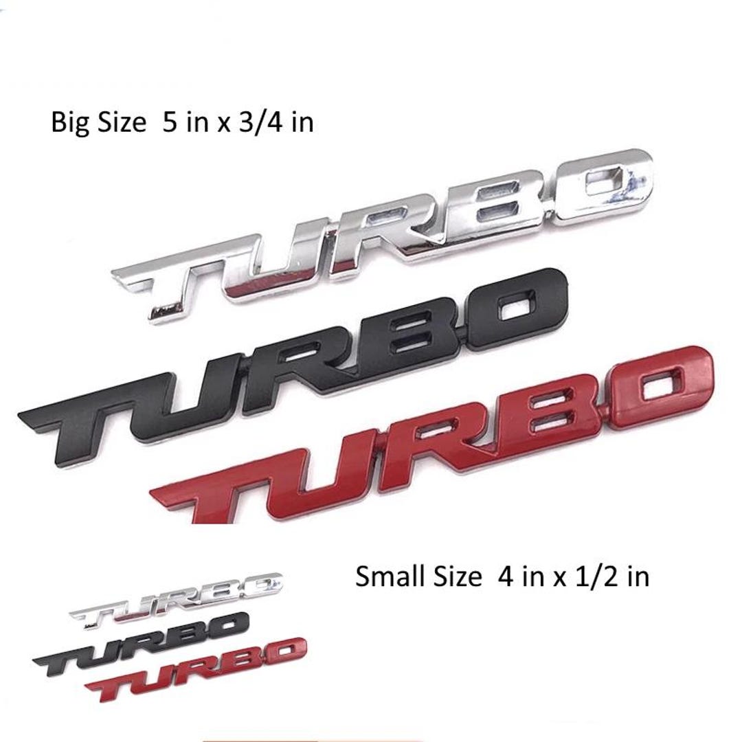 3D Emblem TURBO Metal Black Red Silver 2 Size Letters Badge Decal ...