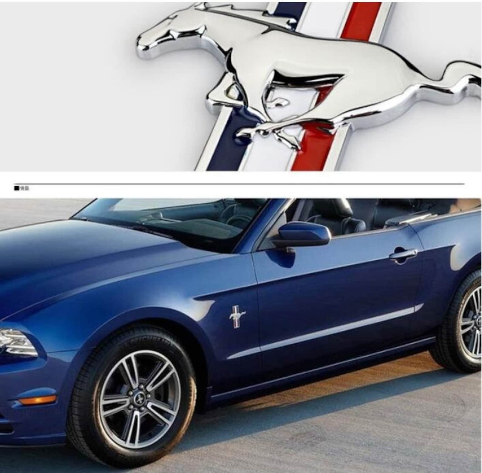Mustang Fender Tri Bar Logo Emblem Running Horse Chrome Right Left Side ...